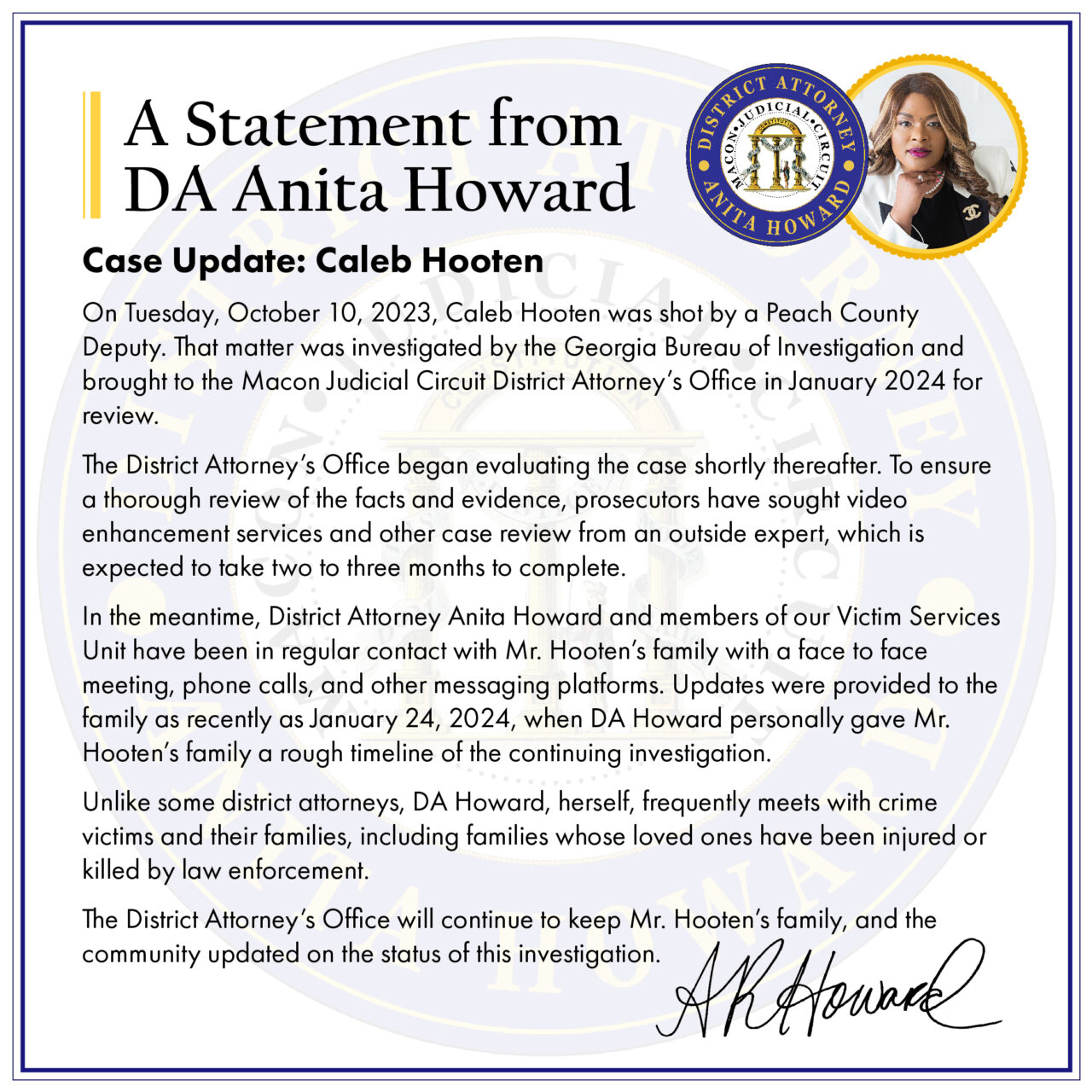 Case Update: Caleb Hooten - Office of The District Attorney